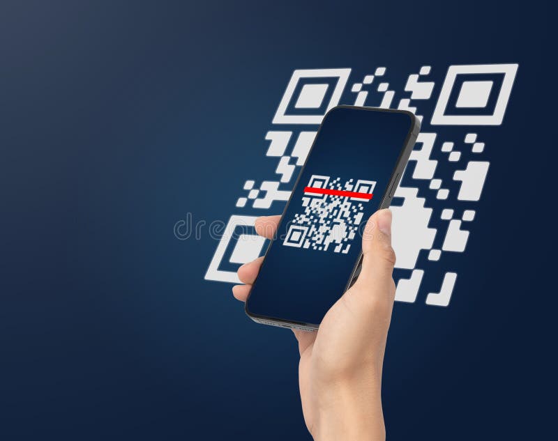 Hand Using Mobile Smart Phone Scan Qr Code. Barcode Reader, Qr Code ...