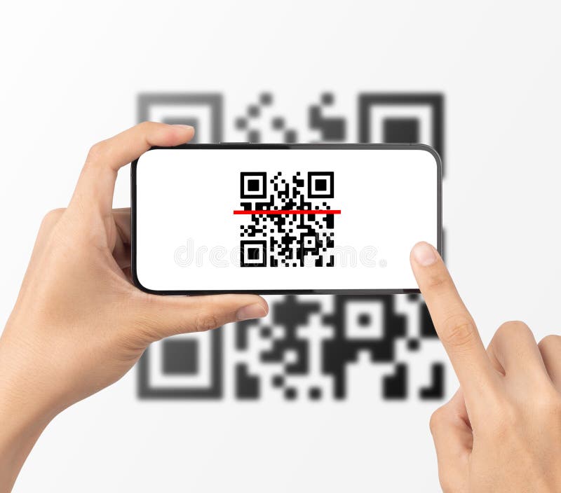 Hand Using Mobile Smart Phone Scan Qr Code Barcode Reader Qr Code Payment Cashless Technology