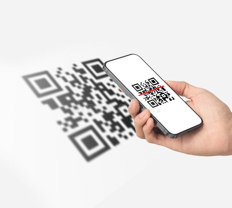 Hand Using Mobile Smart Phone Scan Qr Code. Barcode Reader, Qr Code ...