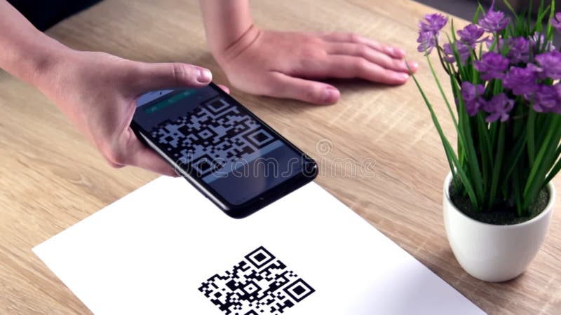 Hand Using Mobile Smart Phone Scan QR Code .QR Code Scanning Payment ...