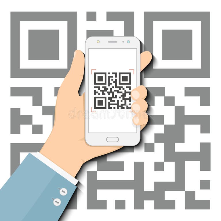Hand Using Mobile Smart Phone Scan Qr Code Stock Vector - Illustration ...