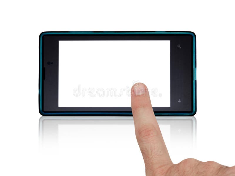 Hand Using Mobile Touch Screen. Stock Image - Image of ...