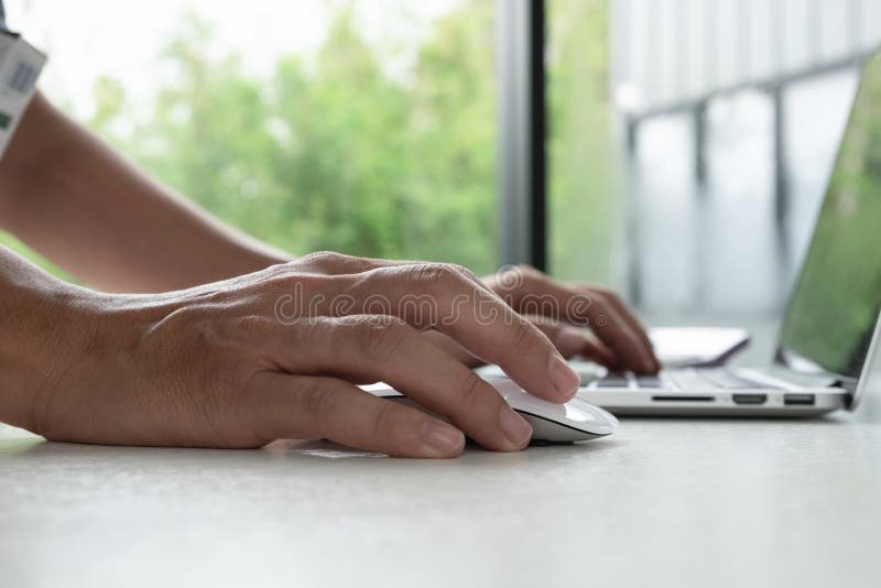 Hand are Using the Mouse and Keyboard. Stock Image - Image of credit ...