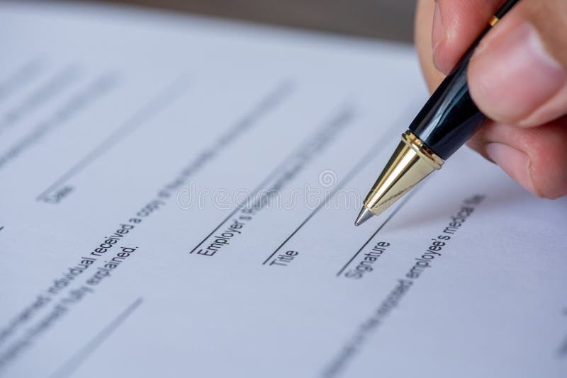 Hand Using a Pen Sign a Signature Stock Image - Image of business ...