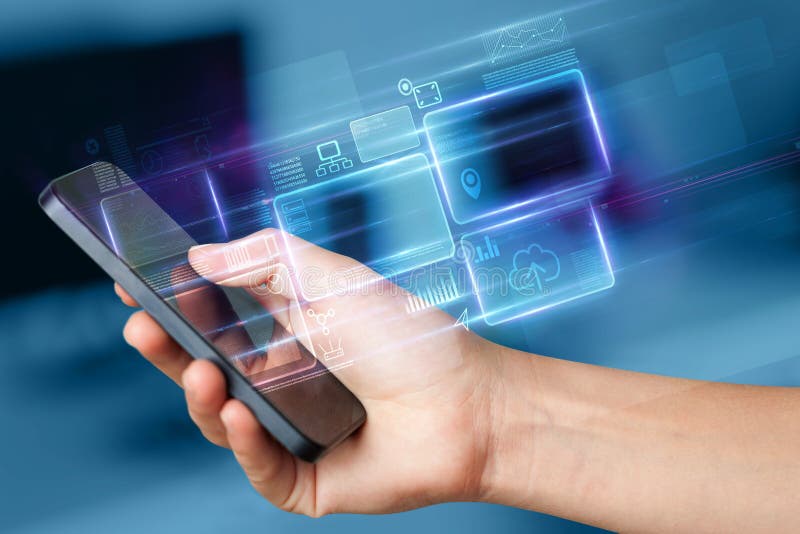Hand Using Phone Information Database Concept Stock Photo - Image of ...