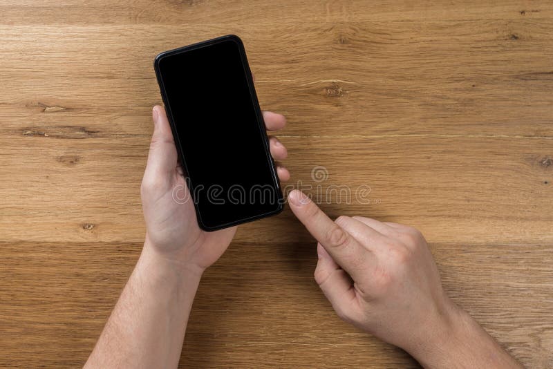 Hand using phone top view stock image. Image of cellular - 138745597