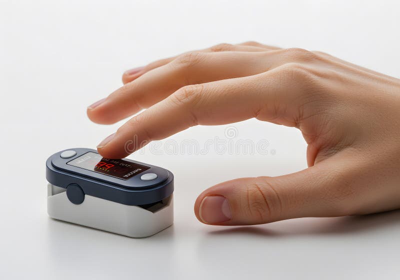 Hand Using Pulse Oximeter Medical Device Stock Illustration ...