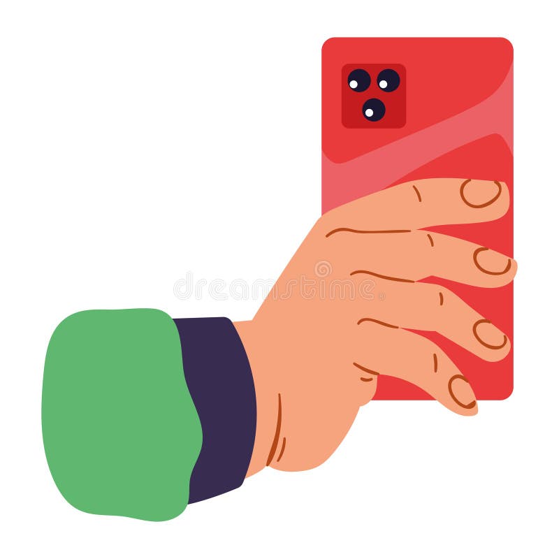 Hand using red smartphone stock vector. Illustration of phone - 275025366