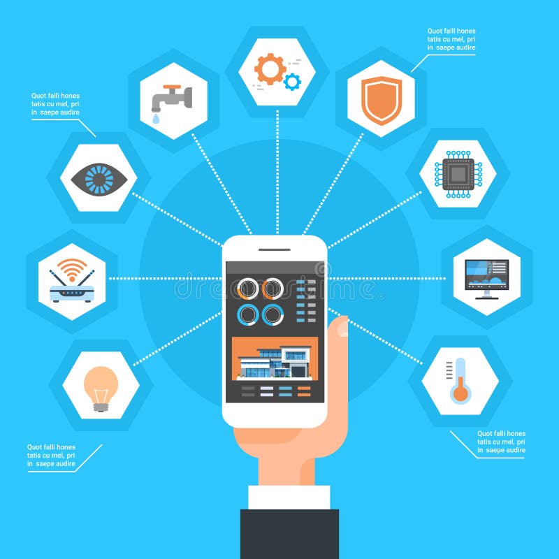 Hand Using Smart Home Control System on Smartphone House Monitoring ...