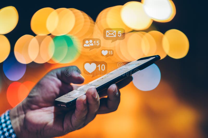 Hand Using Smart Phone with Social Media Concept Stock Photo - Image of ...