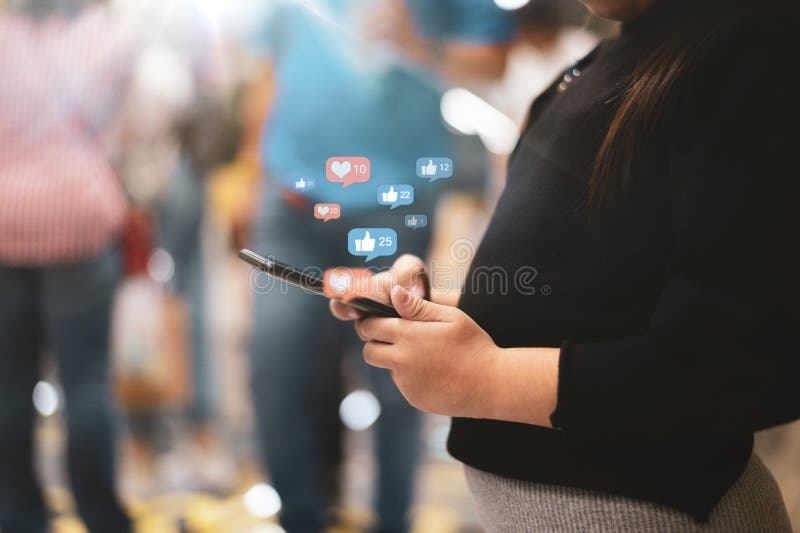 Hand Using Smart Phone with Social Media Concept Editorial Image ...