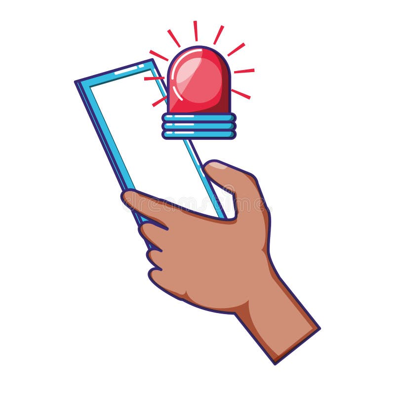 Hand Using Smartphone with Alarm Light Stock Vector - Illustration of ...