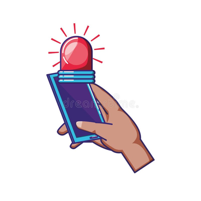 Hand Using Smartphone with Alarm Light Stock Vector - Illustration of ...