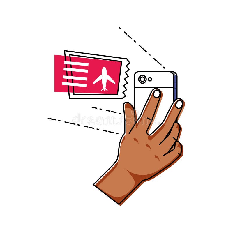 Hand Using Smartphone Buying Tickets Flight Stock Vector - Illustration ...