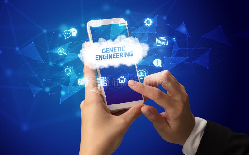 Hand Using Smartphone with Cloud Technology Concept Stock Image - Image ...
