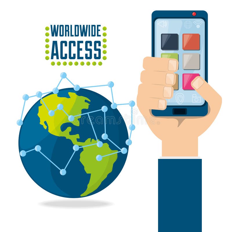 Hand Using Smartphone Connected Internet Around the World Stock Vector ...