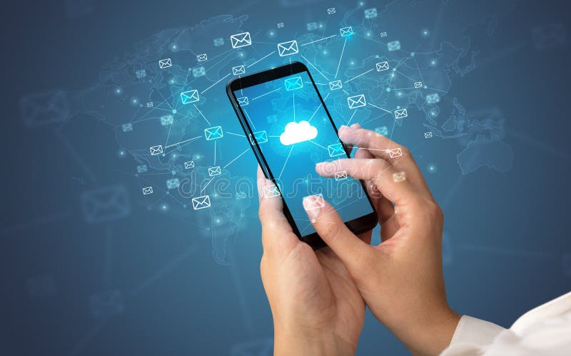 Hand Using Smartphone with Message Icons Stock Photo - Image of media ...