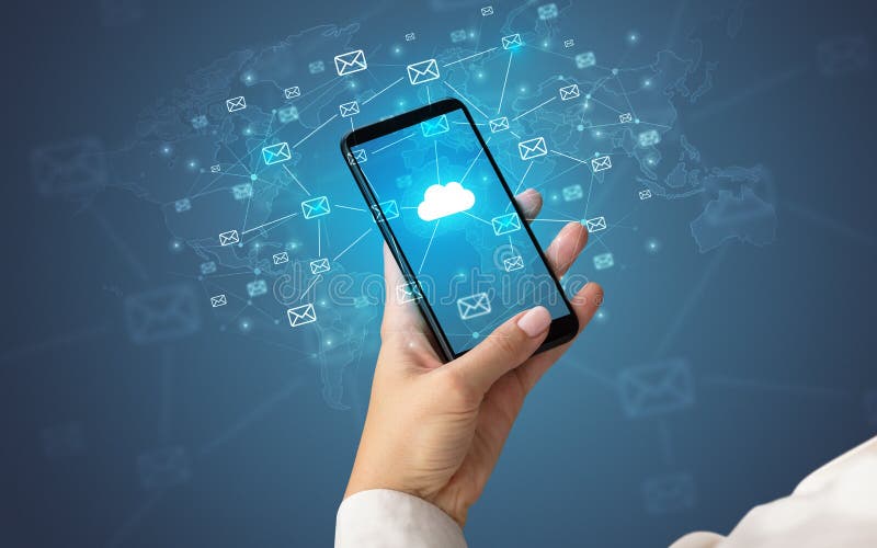 Hand Using Smartphone with Message Icons Stock Photo - Image of design ...