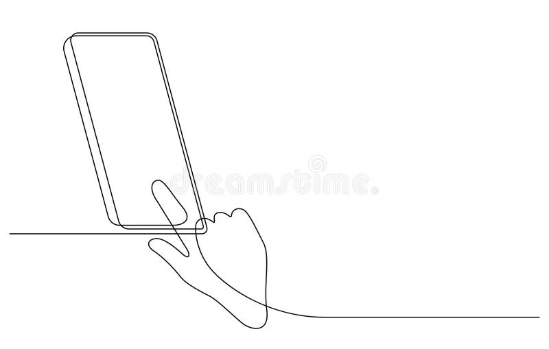 Hand Using Smartphone Minimalism Graphic Continuous Line Drawing Stock ...
