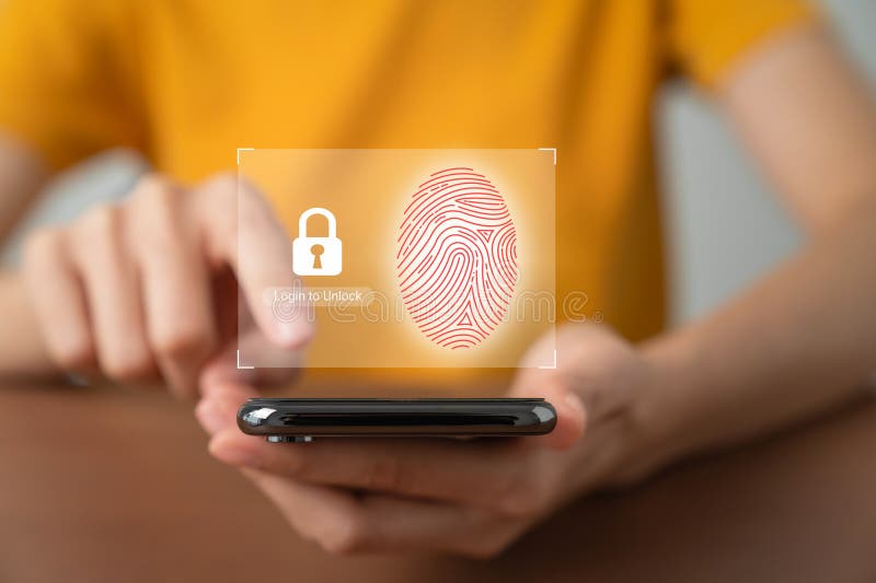 Hand Using Smartphone and Press Scan Fingerprints To Confirm Your Login ...