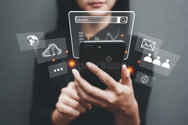 Hand Using Smartphone with Social Media Concept Stock Image - Image of ...