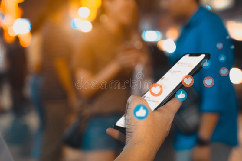 Hand Using Smartphone with Social Media Concept Stock Image - Image of ...
