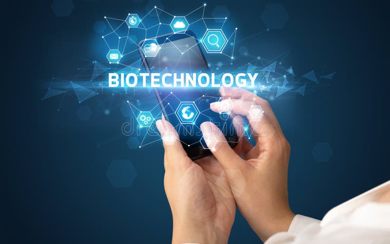 Hand Using Smartphone with Technology Concept Stock Image - Image of ...