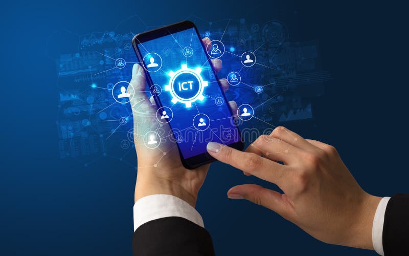 Hand Using Smartphone with Technology Concept Stock Illustration ...