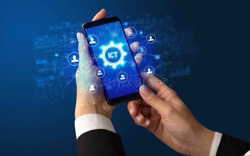 Hand Using Smartphone with Technology Concept Stock Illustration ...