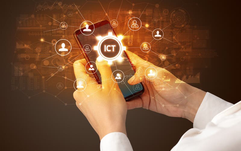 Hand Using Smartphone with Technology Concept Stock Image - Image of ...