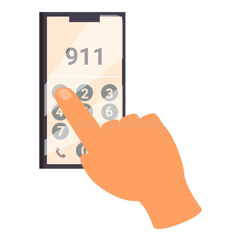 Finger Dialing Emergency Number 911 on Smartphone Stock Vector ...