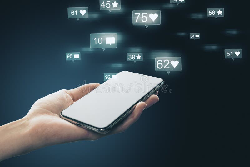 Hand Using Social Media Cellphone Stock Image - Image of digital ...