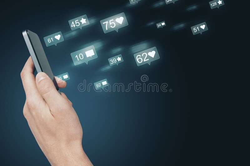 Hand Using Social Media Smartphone Stock Photo - Image of icon, follow ...