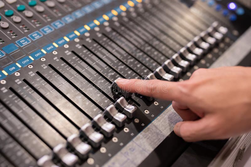 Hand Using Sound Music Mixer Control Panel Stock Image - Image of event ...
