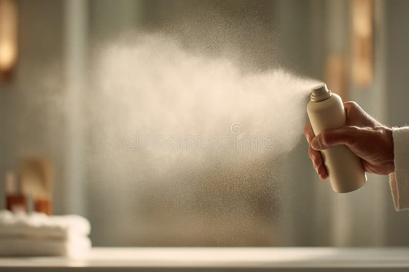 Hand Using Spray Bottle in a Spa Setting during a Relaxing Self-care ...