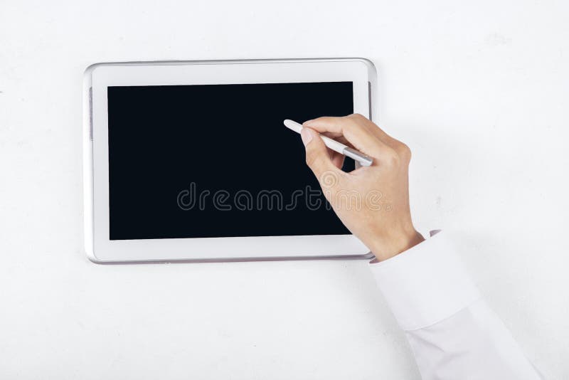 Hand Using Stylus Pen on Digital Tablet 1 Stock Photo - Image of high ...