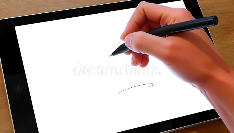 Hand Drawing on Tablet, Digital Art and Creative Technology, Stock ...