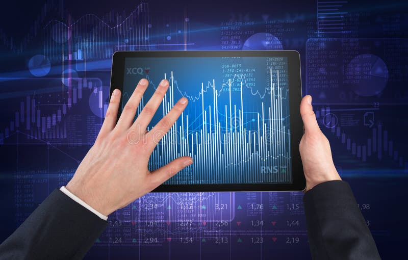 Hand Using Tablet and Checking Financial Report Concept Stock Photo ...