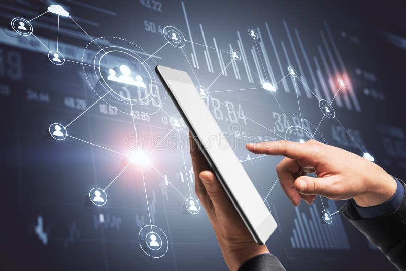 Glowing Interactive Stock Chart Interface Tablet Screen Stock Photos ...