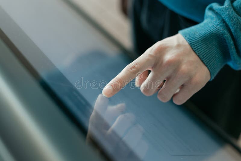 Hand Using Touch Screen Kiosk Stock Image - Image of business, kiosk ...
