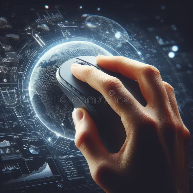 Hand using wireless mouse stock illustration. Illustration of light ...