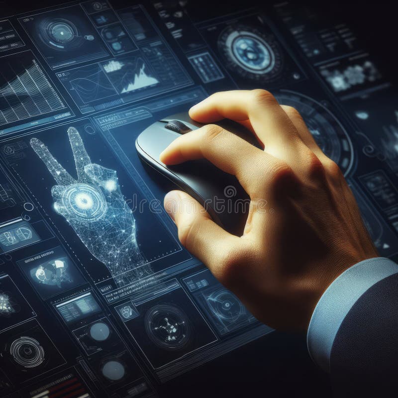 Hand using wireless mouse stock illustration. Illustration of digital ...