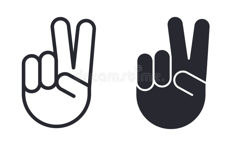 Hand V Gesture Sign for Peace and Victory Icon Stock Vector ...