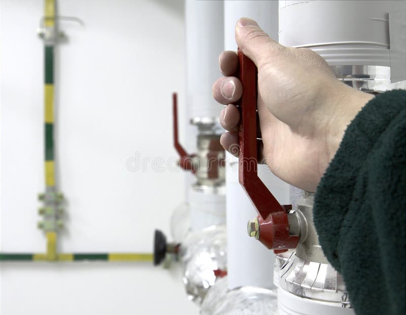 Hand and valve. stock photo. Image of lever, steam, heating - 9566668