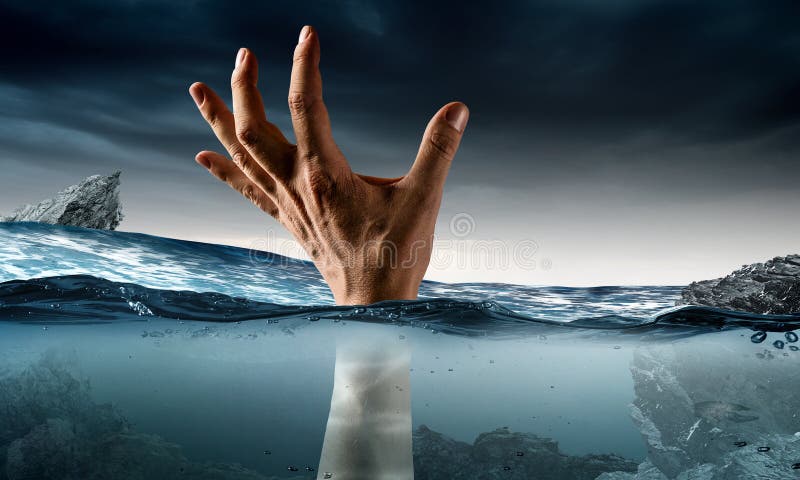 Hand Van Persoon Die in Water Verdrinken Stock Foto - Image of palm ...
