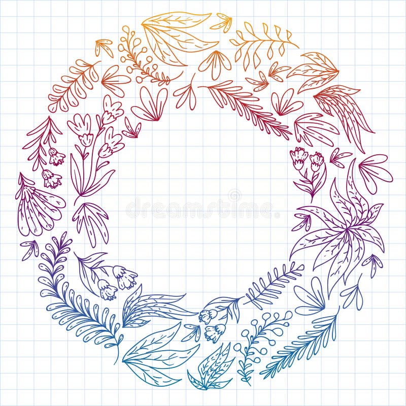 Hand Vector Drawn Floral, Leaves Elements. Pattern for Logo, Greeting ...