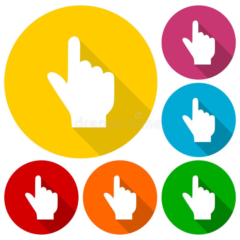 Hand Vector Icons Set with Long Shadow Stock Vector - Illustration of ...