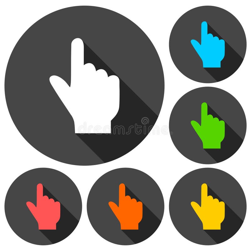 Hand Vector Icons Set with Long Shadow Stock Vector - Illustration of ...