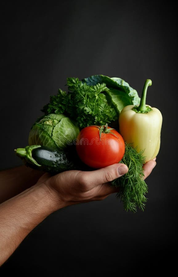 A hand and vegetables stock illustration. Illustration of hand - 331232621