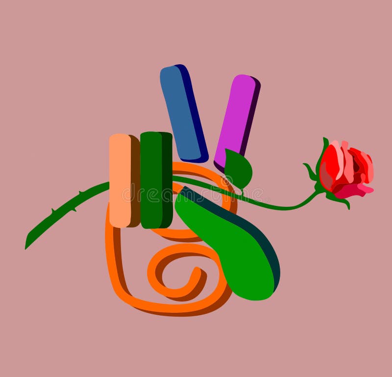 Hand,victory-rose stock illustration. Illustration of graphic - 40129679